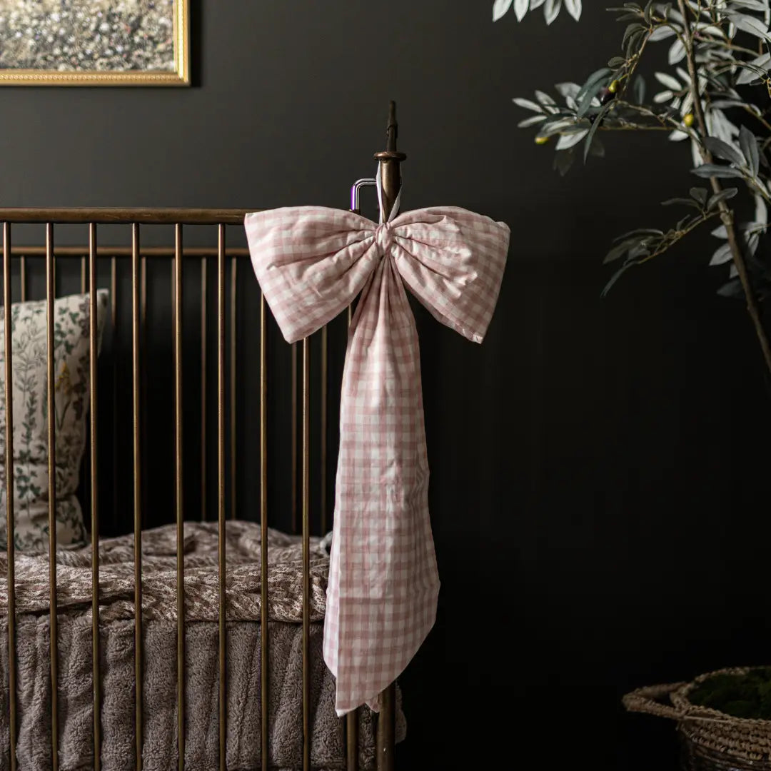 Blush Gingham Fabric Bow - March 2026 Drop – M R S C L A U S & C O